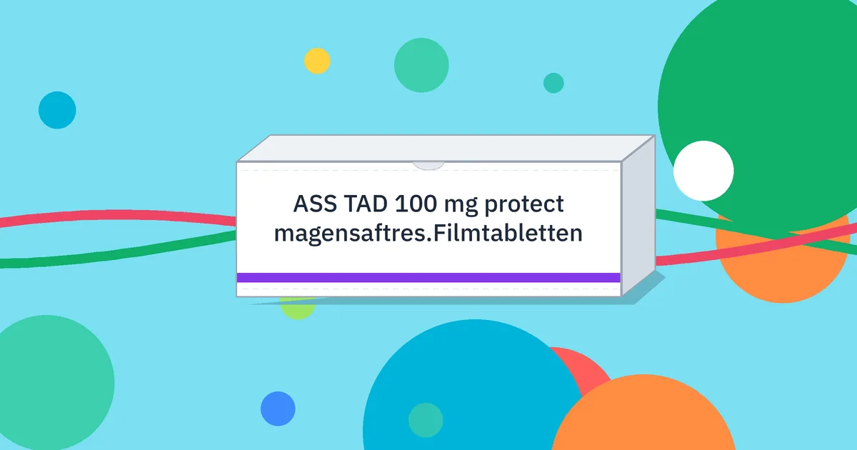 Symbolbild: Packung mit der Aufschrift ASS TAD 100 mg protect magensaftres.Filmtabletten (PZN 03828202) – Verfügbarkeit und Bezug in Apotheken in Frankfurt am Main