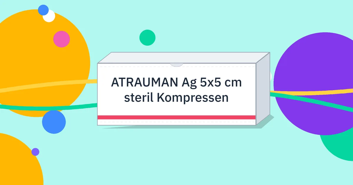 Symbolbild: Packung mit der Aufschrift ATRAUMAN Ag 5x5 cm steril Kompressen (PZN 18127422) – Verfügbarkeit und Bezug in Apotheken in Frankfurt am Main