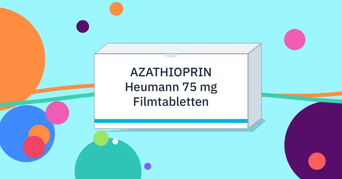 Symbolbild: Packung mit der Aufschrift AZATHIOPRIN Heumann 75 mg Filmtabletten (PZN 10785568) – Verfügbarkeit und Bezug in Apotheken in Frankfurt am Main