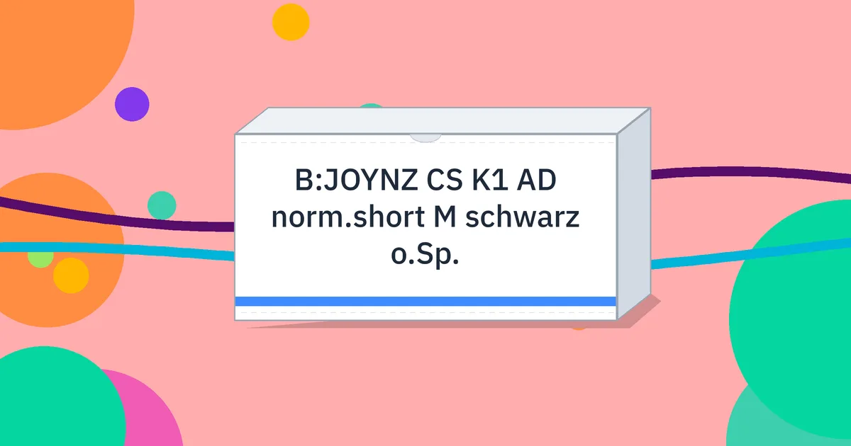 Symbolbild: Packung mit der Aufschrift B:JOYNZ CS K1 AD norm.short M schwarz o.Sp. (PZN 20524946) – Verfügbarkeit und Bezug in Apotheken in Frankfurt am Main