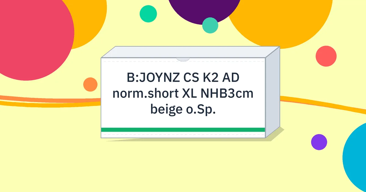 Symbolbild: Packung mit der Aufschrift B:JOYNZ CS K2 AD norm.short XL NHB3cm beige o.Sp. (PZN 20527436) – Verfügbarkeit und Bezug in Apotheken in Frankfurt am Main