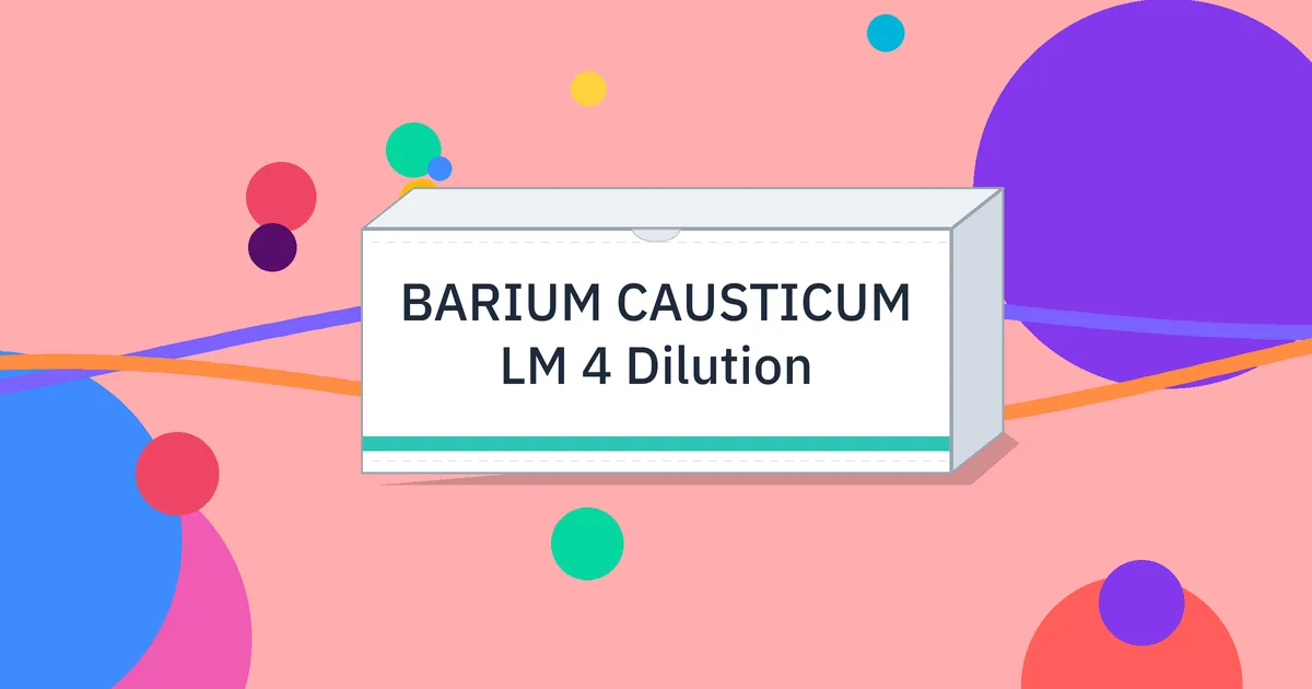 Symbolbild: Packung mit der Aufschrift BARIUM CAUSTICUM LM 4 Dilution (PZN 13376362) – Verfügbarkeit und Bezug in Apotheken in Frankfurt am Main