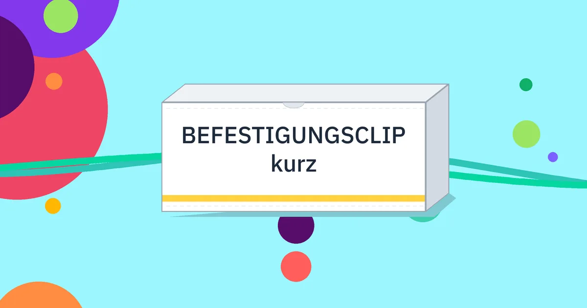 Symbolbild: Packung mit der Aufschrift BEFESTIGUNGSCLIP kurz (PZN 17431678) – Verfügbarkeit und Bezug in Apotheken in Frankfurt am Main
