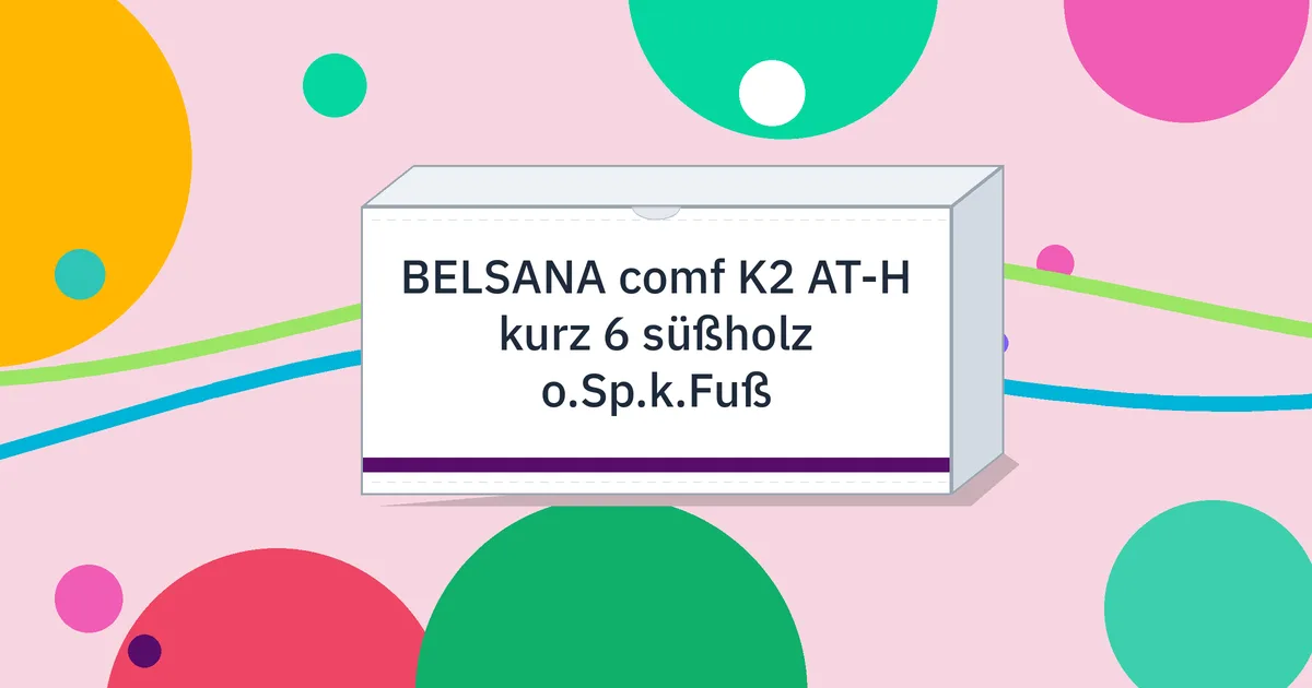 Symbolbild: Packung mit der Aufschrift BELSANA comf K2 AT-H kurz 6 süßholz o.Sp.k.Fuß (PZN 12331995) – Verfügbarkeit und Bezug in Apotheken in Frankfurt am Main