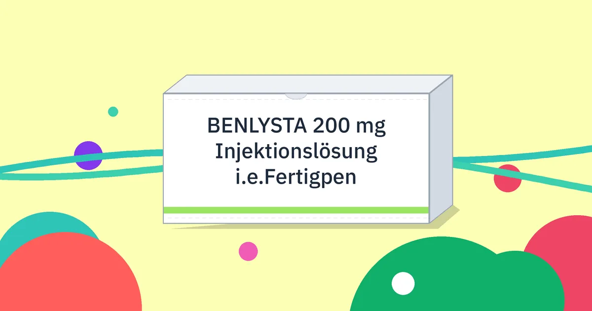 Symbolbild: Packung mit der Aufschrift BENLYSTA 200 mg Injektionslösung i.e.Fertigpen (PZN 19177244) – Verfügbarkeit und Bezug in Apotheken in Frankfurt am Main