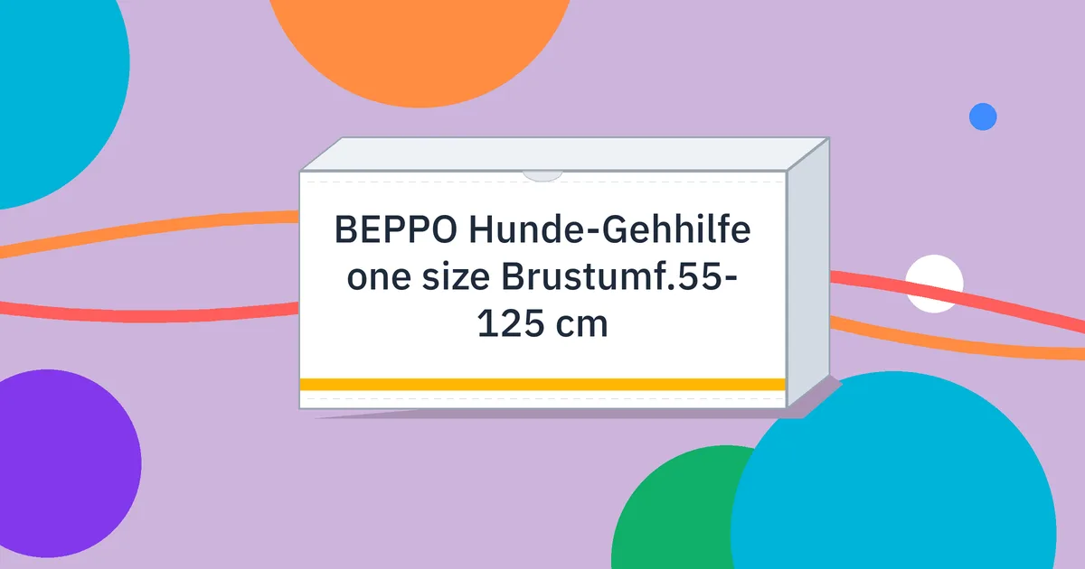Symbolbild: Packung mit der Aufschrift BEPPO Hunde-Gehhilfe one size Brustumf.55-125 cm (PZN 15267996) – Verfügbarkeit und Bezug in Apotheken in Frankfurt am Main
