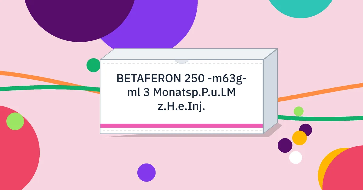 Symbolbild: Packung mit der Aufschrift BETAFERON 250 -m63g-ml 3 Monatsp.P.u.LM z.H.e.Inj. (PZN 06426792) – Verfügbarkeit und Bezug in Apotheken in Frankfurt am Main