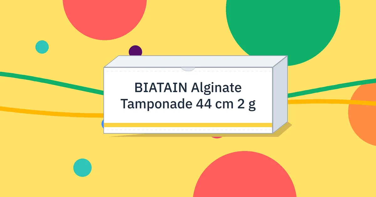 Symbolbild: Packung mit der Aufschrift BIATAIN Alginate Tamponade 44 cm 2 g (PZN 17569483) – Verfügbarkeit und Bezug in Apotheken in Frankfurt am Main