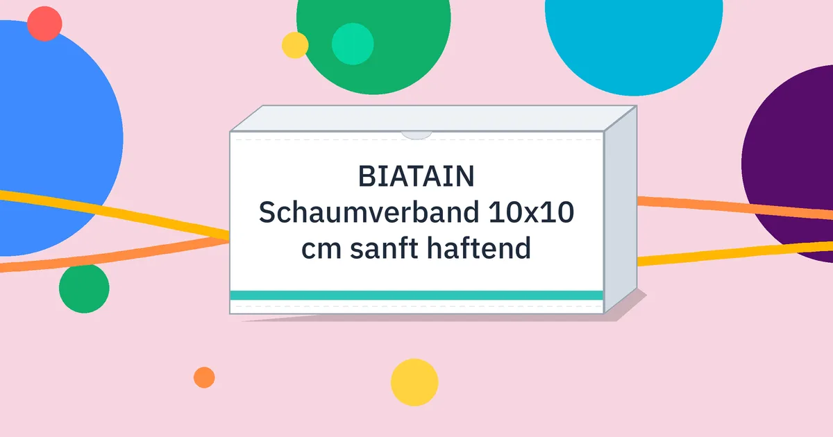 Symbolbild: Packung mit der Aufschrift BIATAIN Schaumverband 10x10 cm sanft haftend (PZN 04474166) – Verfügbarkeit und Bezug in Apotheken in Frankfurt am Main