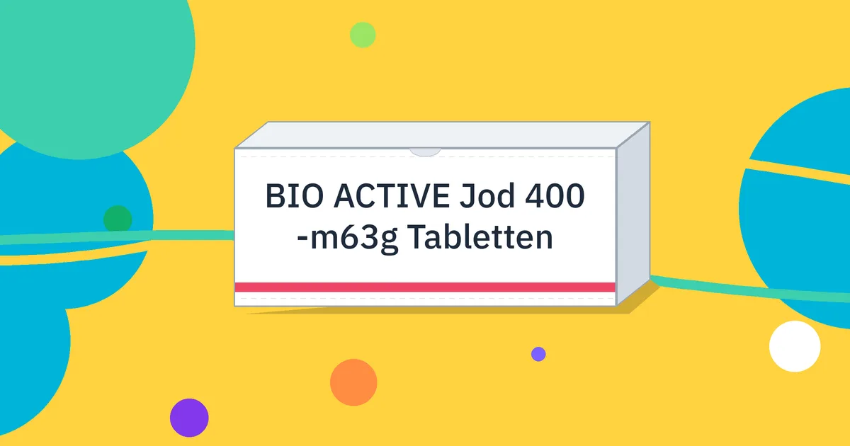 Symbolbild: Packung mit der Aufschrift BIO ACTIVE Jod 400 -m63g Tabletten (PZN 18604098) – Verfügbarkeit und Bezug in Apotheken in Frankfurt am Main