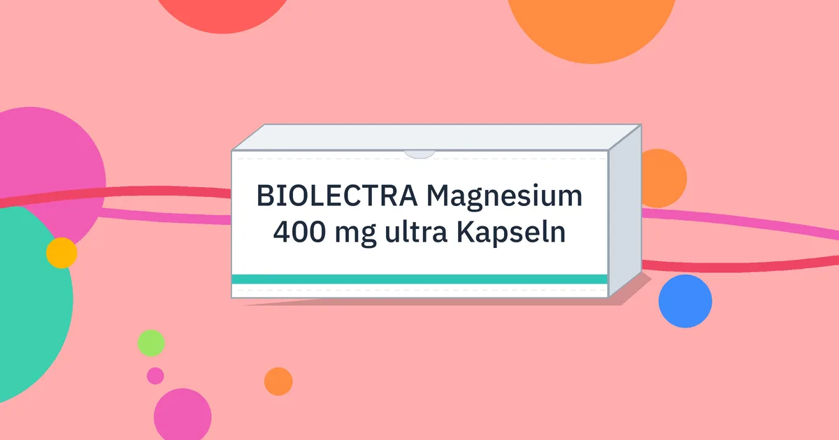 Symbolbild: Packung mit der Aufschrift BIOLECTRA Magnesium 400 mg ultra Kapseln (PZN 10043648) – Verfügbarkeit und Bezug in Apotheken in Frankfurt am Main
