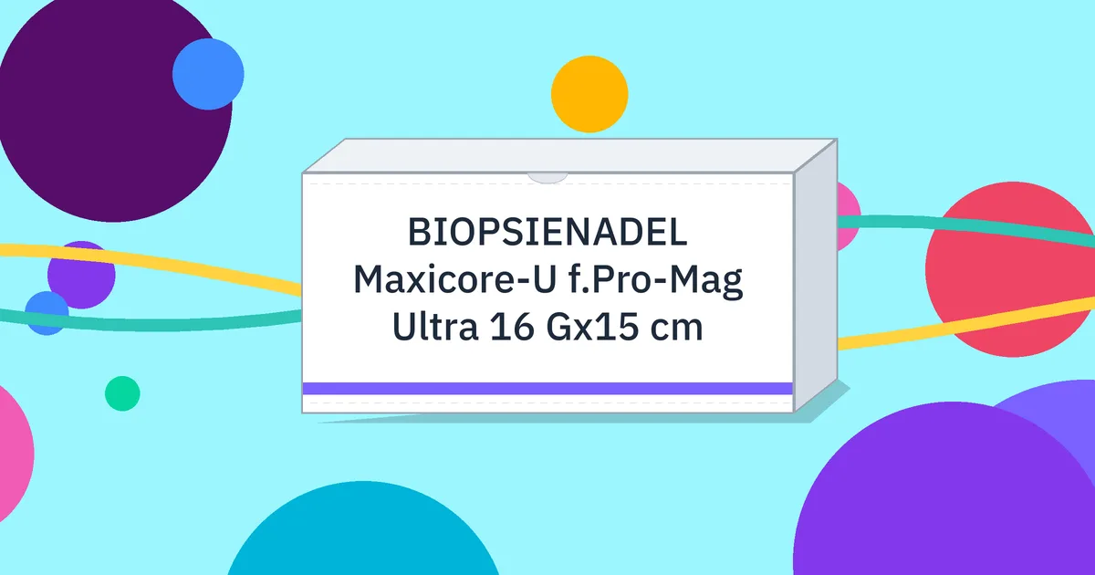 Symbolbild: Packung mit der Aufschrift BIOPSIENADEL Maxicore-U f.Pro-Mag Ultra 16 Gx15 cm (PZN 18811868) – Verfügbarkeit und Bezug in Apotheken in Frankfurt am Main