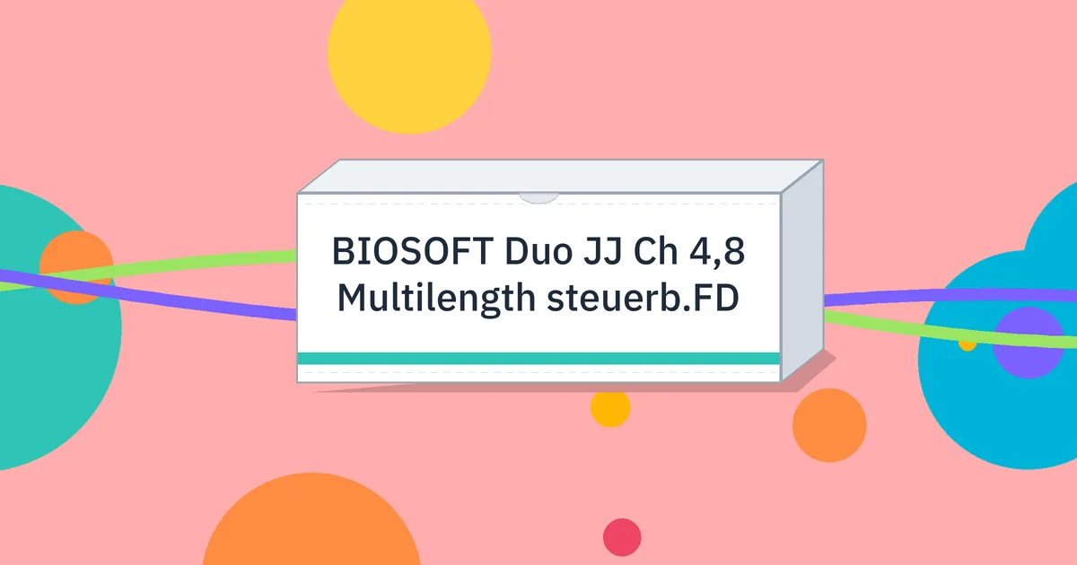 Symbolbild: Packung mit der Aufschrift BIOSOFT Duo JJ Ch 4,8 Multilength steuerb.FD (PZN 17998965) – Verfügbarkeit und Bezug in Apotheken in Frankfurt am Main