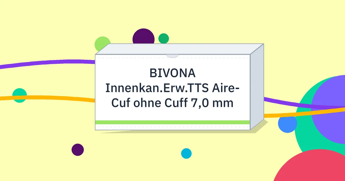 Symbolbild: Packung mit der Aufschrift BIVONA Innenkan.Erw.TTS Aire-Cuf ohne Cuff 7,0 mm (PZN 01301637) – Verfügbarkeit und Bezug in Apotheken in Frankfurt am Main
