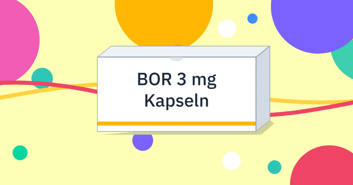 Symbolbild: Packung mit der Aufschrift BOR 3 mg Kapseln (PZN 11731882) – Verfügbarkeit und Bezug in Apotheken in Frankfurt am Main