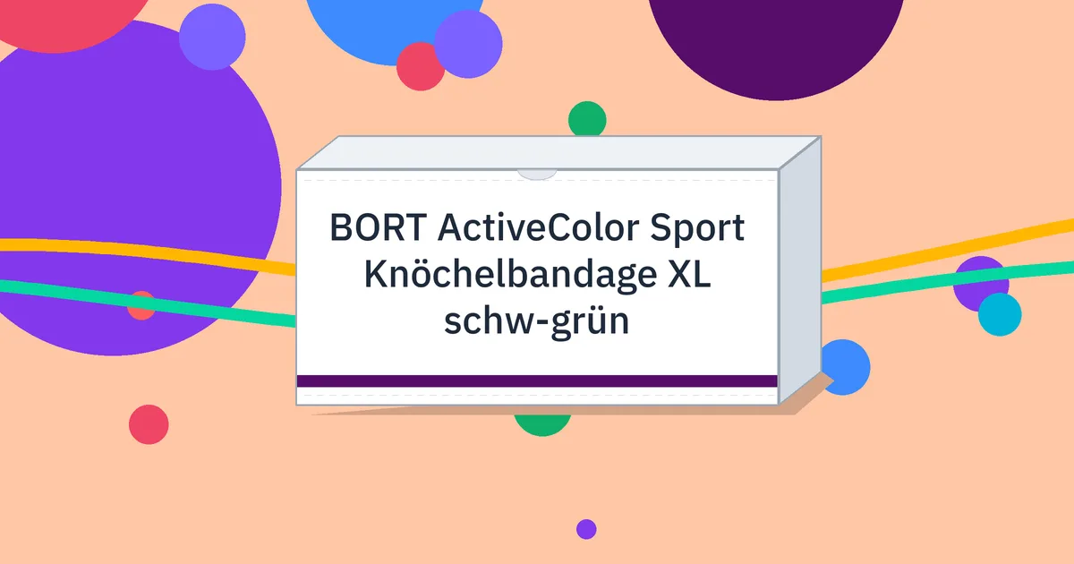 Symbolbild: Packung mit der Aufschrift BORT ActiveColor Sport Knöchelbandage XL schw-grün (PZN 12573876) – Verfügbarkeit und Bezug in Apotheken in Frankfurt am Main