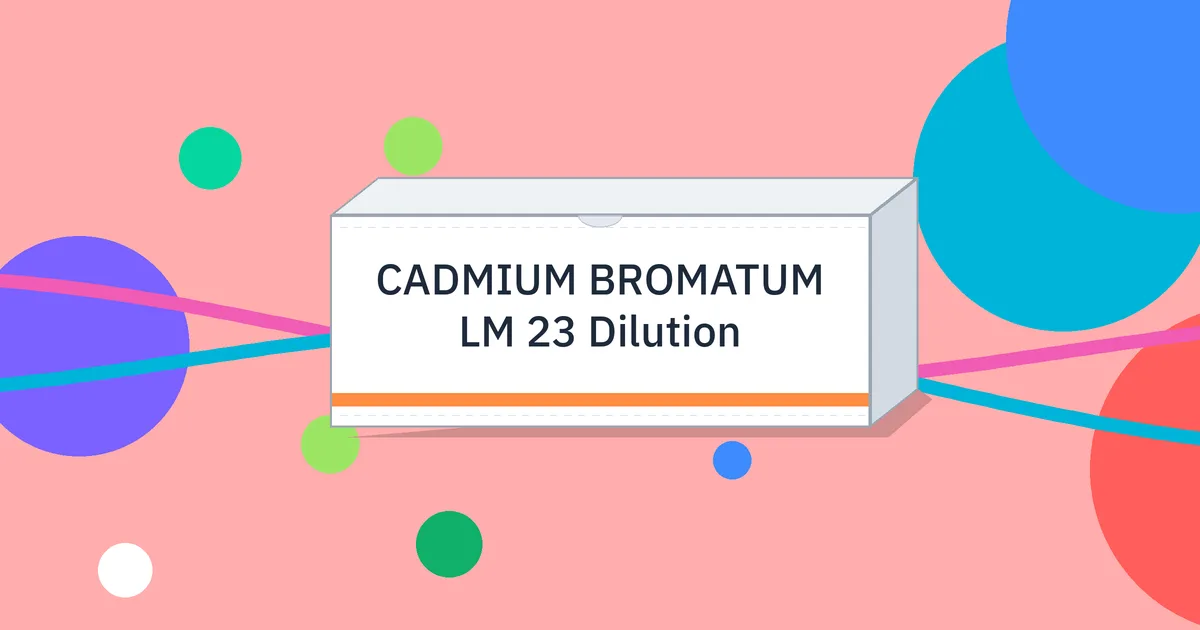 Symbolbild: Packung mit der Aufschrift CADMIUM BROMATUM LM 23 Dilution (PZN 12797972) – Verfügbarkeit und Bezug in Apotheken in Frankfurt am Main