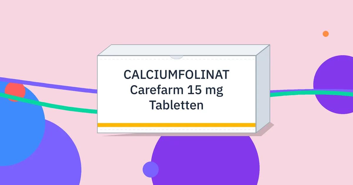 Symbolbild: Packung mit der Aufschrift CALCIUMFOLINAT Carefarm 15 mg Tabletten (PZN 20366387) – Verfügbarkeit und Bezug in Apotheken in Frankfurt am Main