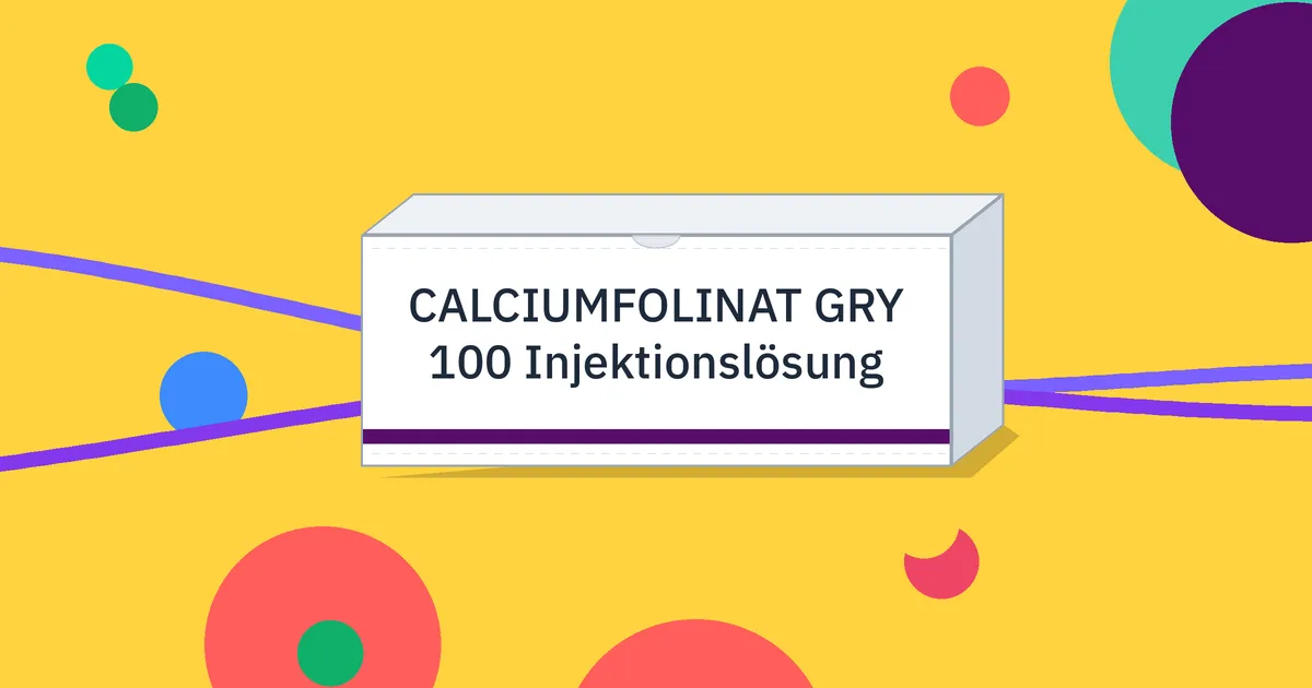 Symbolbild: Packung mit der Aufschrift CALCIUMFOLINAT GRY 100 Injektionslösung (PZN 07691384) – Verfügbarkeit und Bezug in Apotheken in Frankfurt am Main