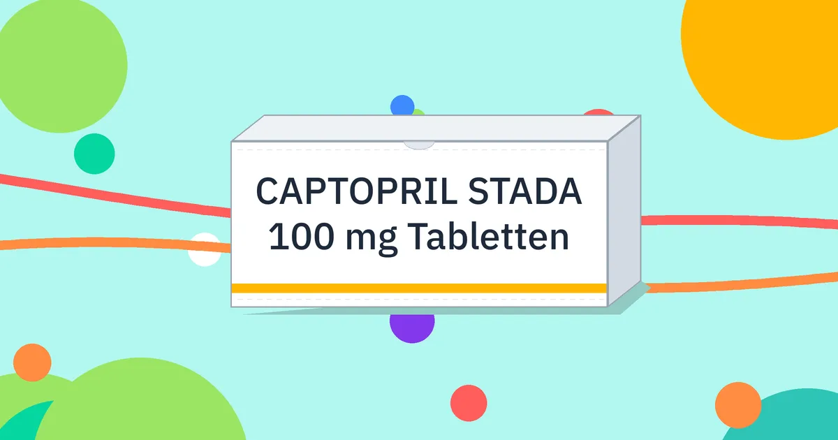 Symbolbild: Packung mit der Aufschrift CAPTOPRIL STADA 100 mg Tabletten (PZN 02451209) – Verfügbarkeit und Bezug in Apotheken in Frankfurt am Main