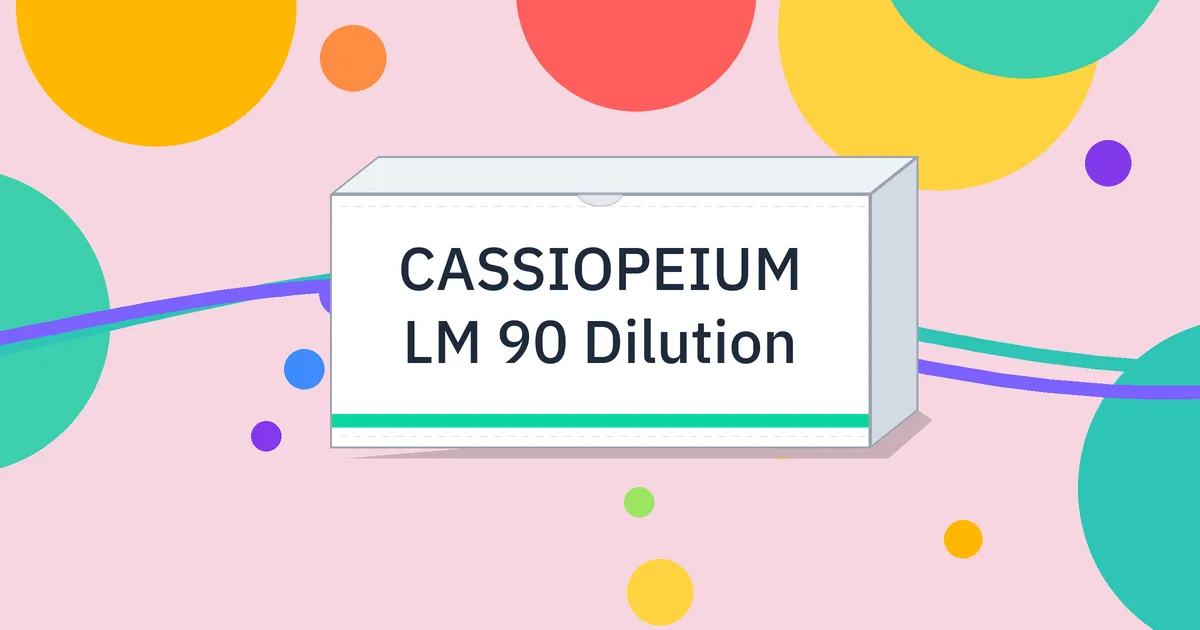 Symbolbild: Packung mit der Aufschrift CASSIOPEIUM LM 90 Dilution (PZN 13434131) – Verfügbarkeit und Bezug in Apotheken in Frankfurt am Main