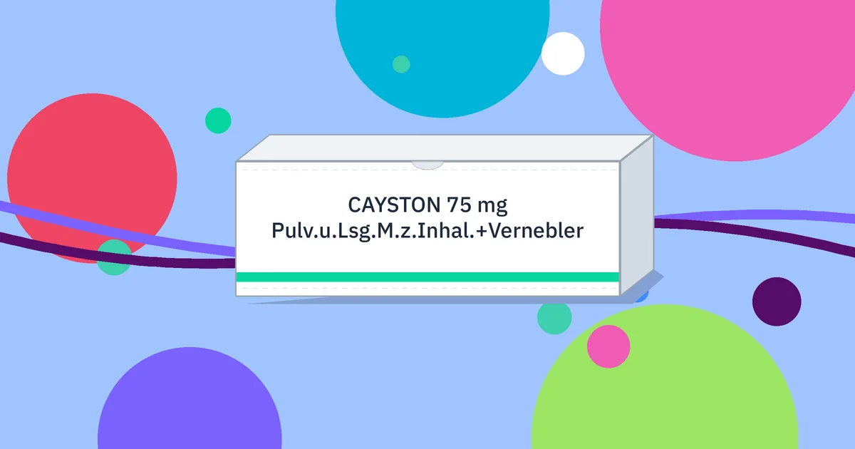 Symbolbild: Packung mit der Aufschrift CAYSTON 75 mg Pulv.u.Lsg.M.z.Inhal.+Vernebler (PZN 17194422) – Verfügbarkeit und Bezug in Apotheken in Frankfurt am Main