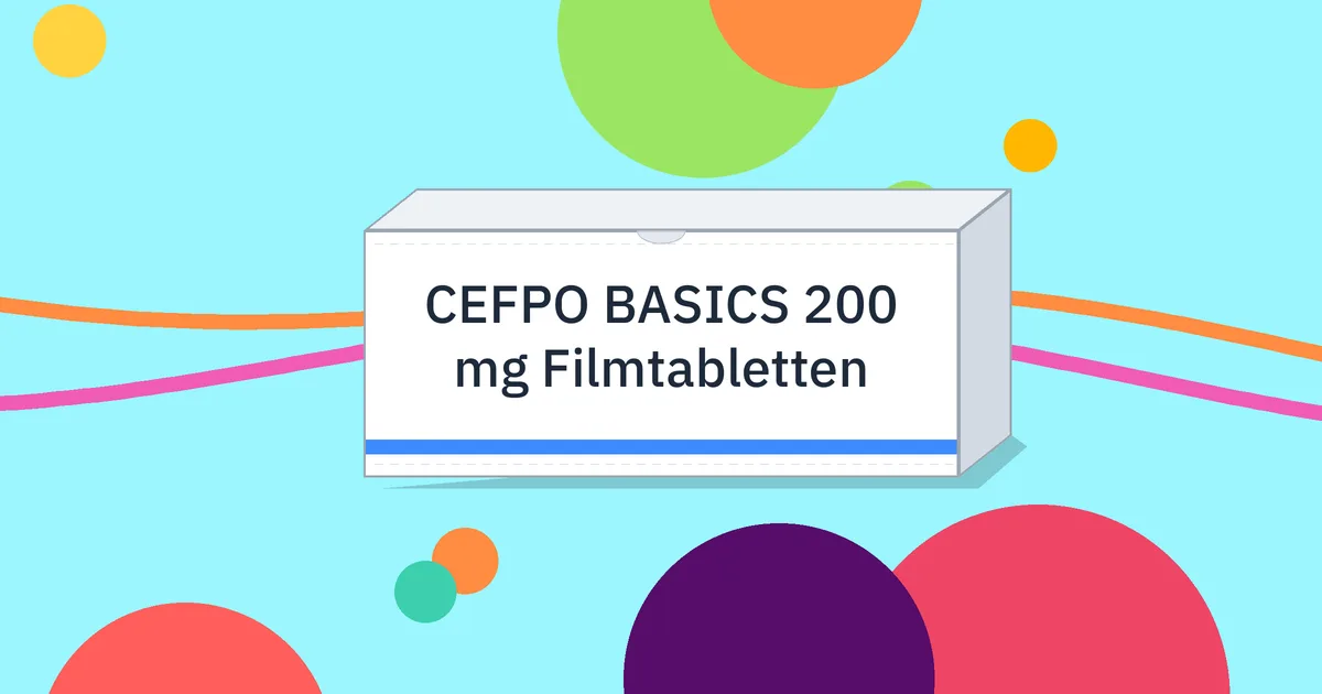 Symbolbild: Packung mit der Aufschrift CEFPO BASICS 200 mg Filmtabletten (PZN 00038586) – Verfügbarkeit und Bezug in Apotheken in Frankfurt am Main