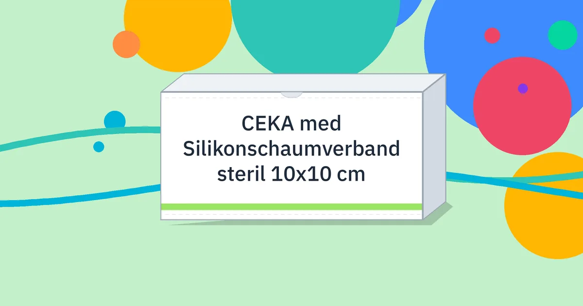 Symbolbild: Packung mit der Aufschrift CEKA med Silikonschaumverband steril 10x10 cm (PZN 18450904) – Verfügbarkeit und Bezug in Apotheken in Frankfurt am Main