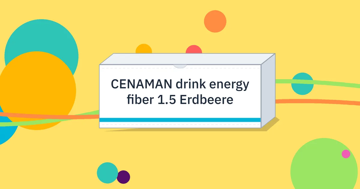Symbolbild: Packung mit der Aufschrift CENAMAN drink energy fiber 1.5 Erdbeere (PZN 13711004) – Verfügbarkeit und Bezug in Apotheken in Frankfurt am Main