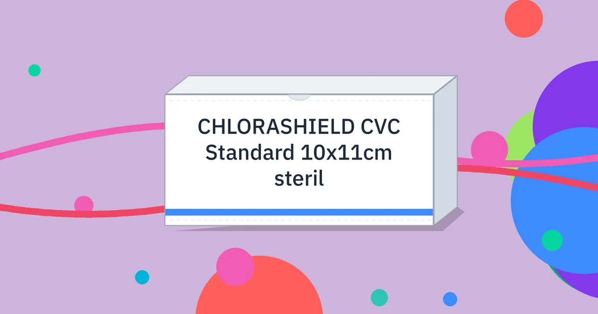 Symbolbild: Packung mit der Aufschrift CHLORASHIELD CVC Standard 10x11cm steril (PZN 17267196) – Verfügbarkeit und Bezug in Apotheken in Frankfurt am Main