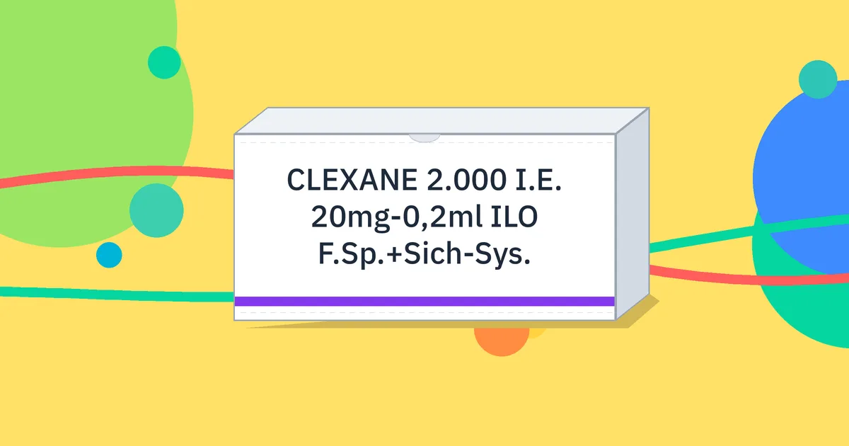 Symbolbild: Packung mit der Aufschrift CLEXANE 2.000 I.E. 20mg-0,2ml ILO F.Sp.+Sich-Sys. (PZN 09476566) – Verfügbarkeit und Bezug in Apotheken in Frankfurt am Main