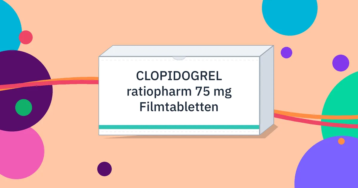 Symbolbild: Packung mit der Aufschrift CLOPIDOGREL ratiopharm 75 mg Filmtabletten (PZN 10946327) – Verfügbarkeit und Bezug in Apotheken in Frankfurt am Main