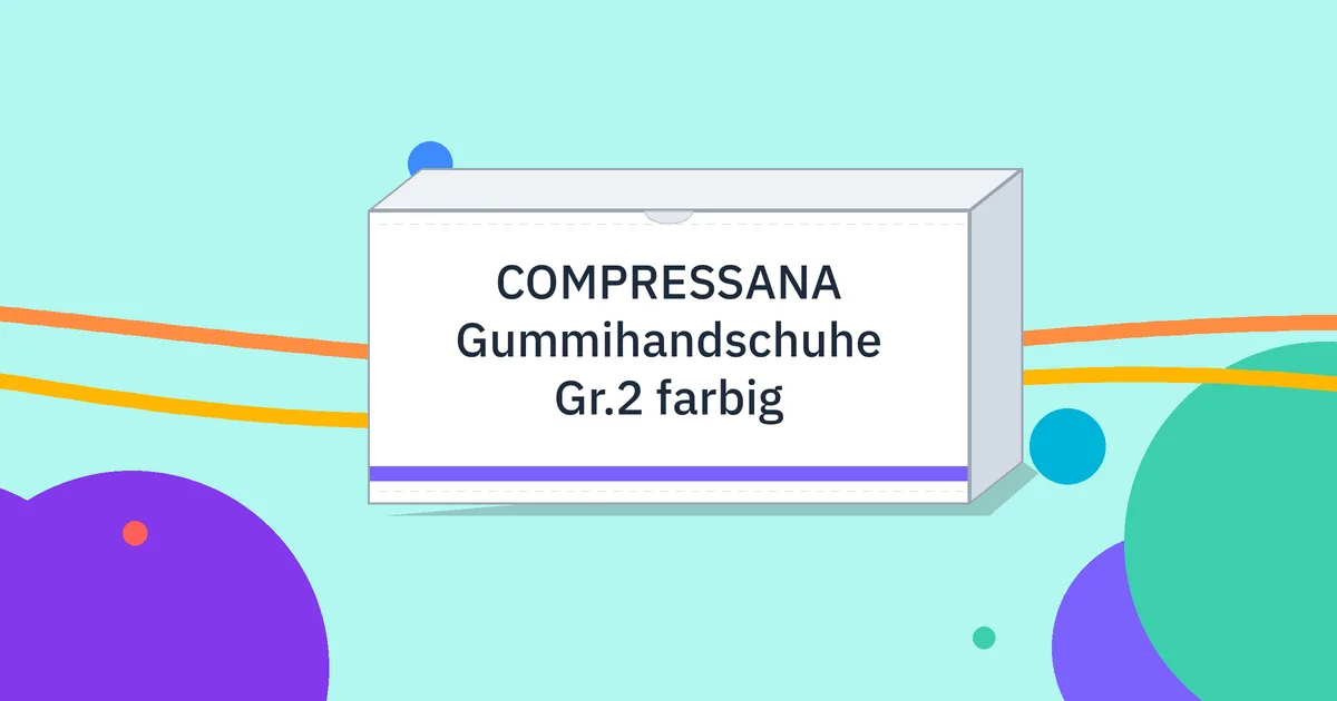 Symbolbild: Packung mit der Aufschrift COMPRESSANA Gummihandschuhe Gr.2 farbig (PZN 03415612) – Verfügbarkeit und Bezug in Apotheken in Frankfurt am Main