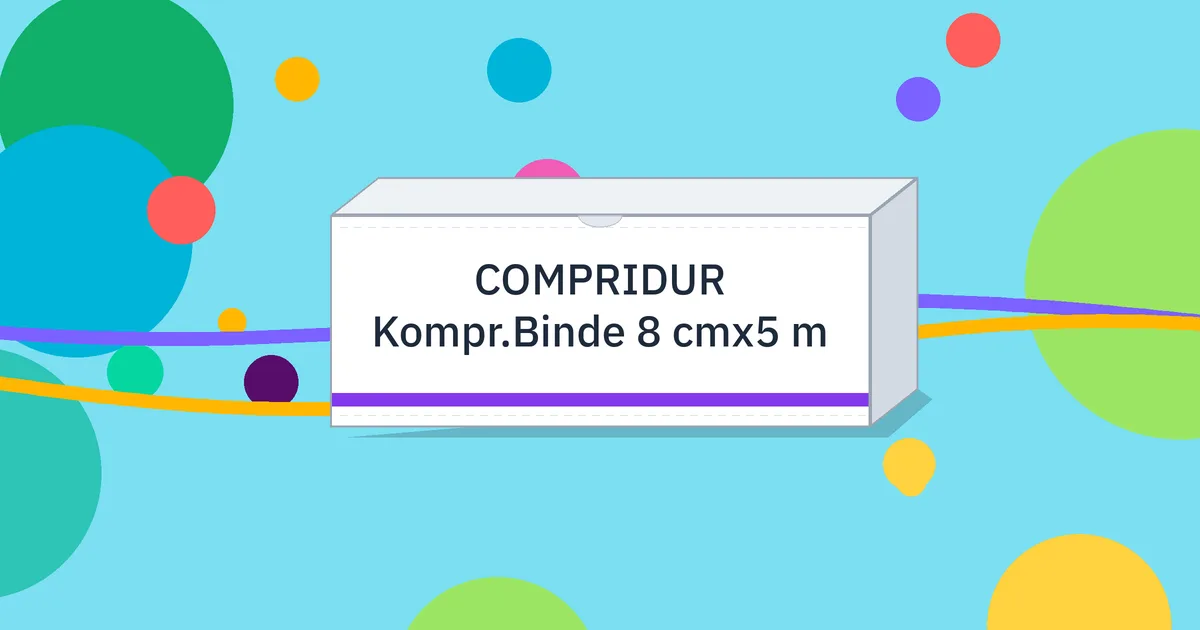 Symbolbild: Packung mit der Aufschrift COMPRIDUR Kompr.Binde 8 cmx5 m (PZN 04592629) – Verfügbarkeit und Bezug in Apotheken in Frankfurt am Main