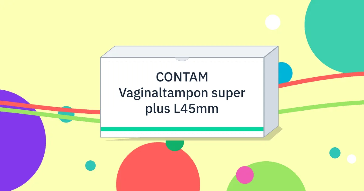 Symbolbild: Packung mit der Aufschrift CONTAM Vaginaltampon super plus L45mm (PZN 19278229) – Verfügbarkeit und Bezug in Apotheken in Frankfurt am Main