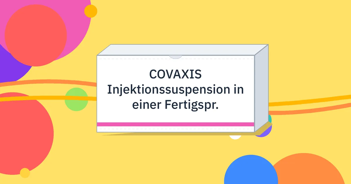 Symbolbild: Packung mit der Aufschrift COVAXIS Injektionssuspension in einer Fertigspr. (PZN 12590107) – Verfügbarkeit und Bezug in Apotheken in Frankfurt am Main