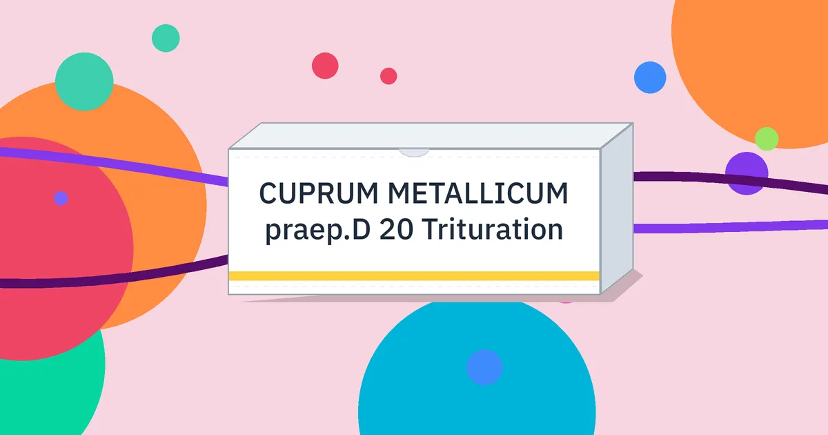 Symbolbild: Packung mit der Aufschrift CUPRUM METALLICUM praep.D 20 Trituration (PZN 07033681) – Verfügbarkeit und Bezug in Apotheken in Frankfurt am Main