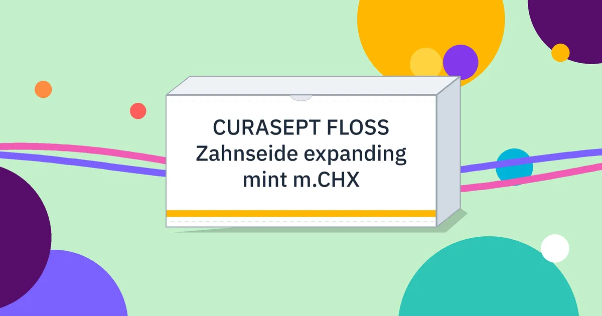 Symbolbild: Packung mit der Aufschrift CURASEPT FLOSS Zahnseide expanding mint m.CHX (PZN 18680343) – Verfügbarkeit und Bezug in Apotheken in Frankfurt am Main
