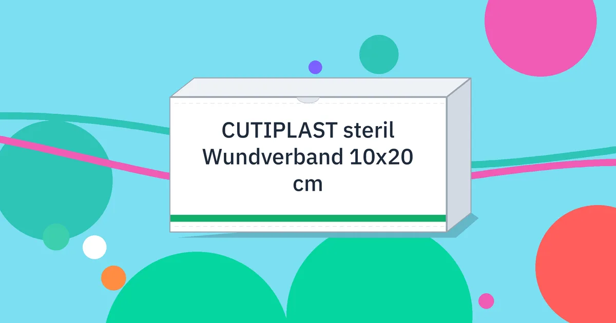 Symbolbild: Packung mit der Aufschrift CUTIPLAST steril Wundverband 10x20 cm (PZN 17831768) – Verfügbarkeit und Bezug in Apotheken in Frankfurt am Main