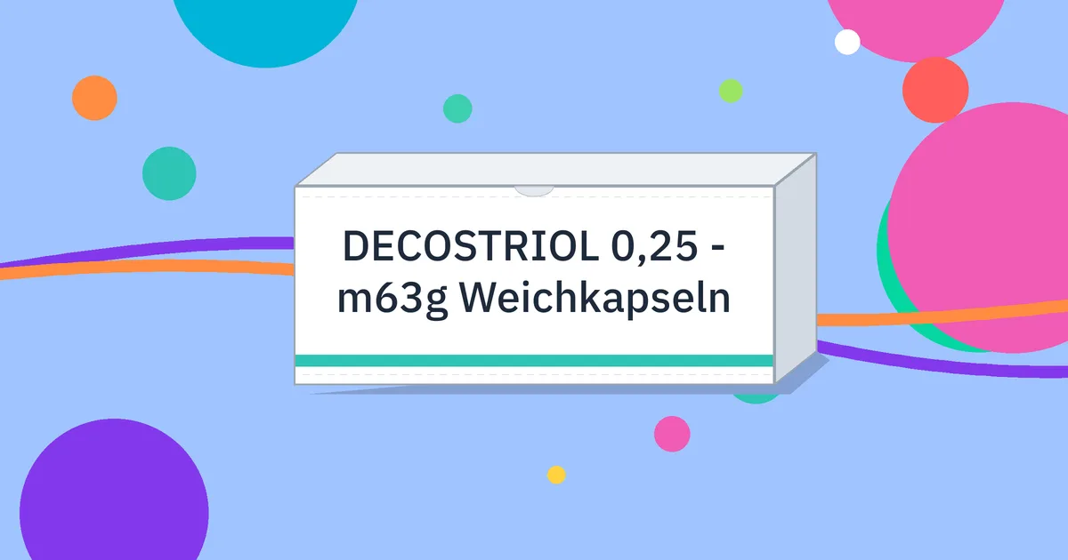 Symbolbild: Packung mit der Aufschrift DECOSTRIOL 0,25 -m63g Weichkapseln (PZN 08890476) – Verfügbarkeit und Bezug in Apotheken in Frankfurt am Main