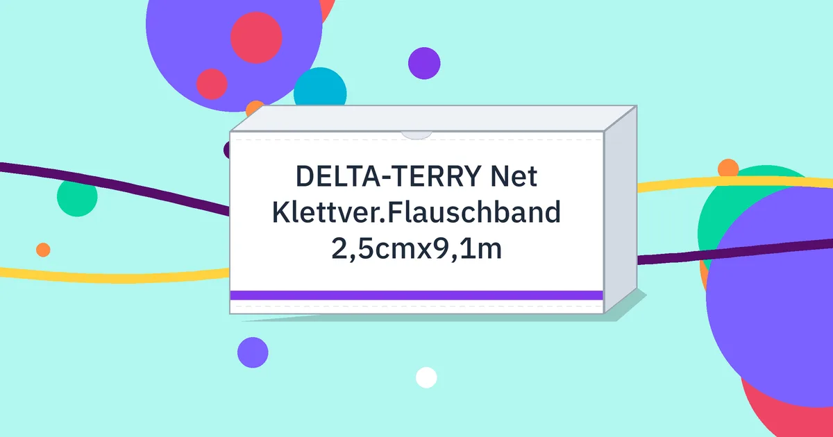 Symbolbild: Packung mit der Aufschrift DELTA-TERRY Net Klettver.Flauschband 2,5cmx9,1m (PZN 02582006) – Verfügbarkeit und Bezug in Apotheken in Frankfurt am Main
