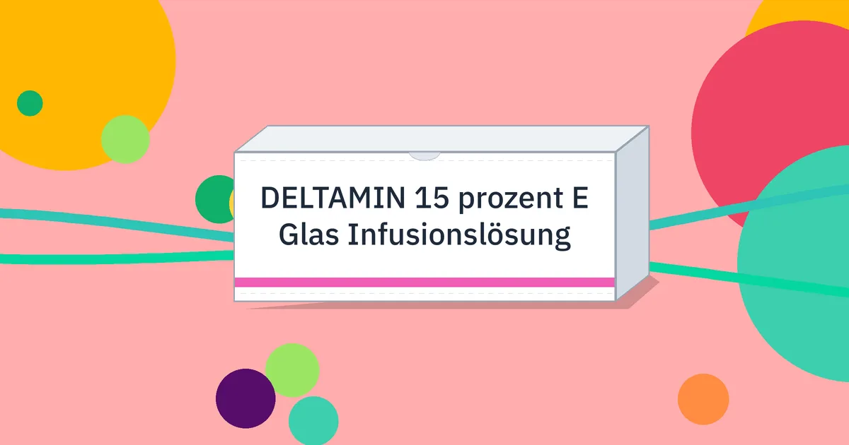 Symbolbild: Packung mit der Aufschrift DELTAMIN 15 prozent E Glas Infusionslösung (PZN 03392696) – Verfügbarkeit und Bezug in Apotheken in Frankfurt am Main