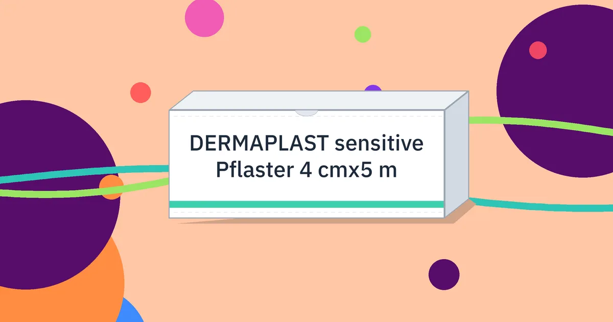 Symbolbild: Packung mit der Aufschrift DERMAPLAST sensitive Pflaster 4 cmx5 m (PZN 11607231) – Verfügbarkeit und Bezug in Apotheken in Frankfurt am Main
