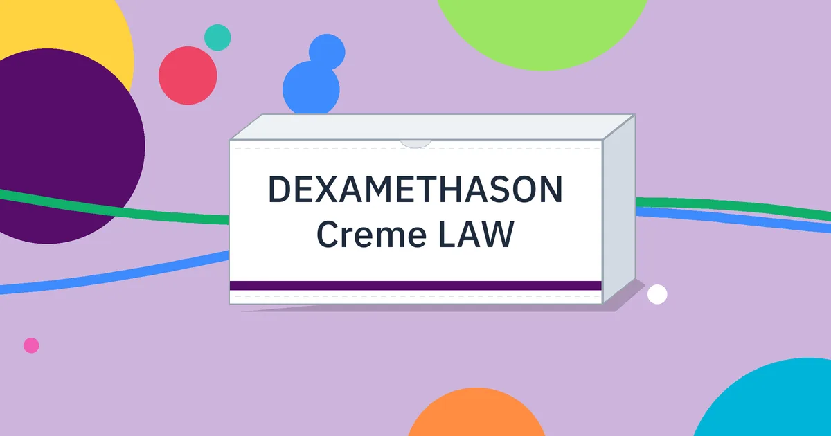 Symbolbild: Packung mit der Aufschrift DEXAMETHASON Creme LAW (PZN 04909291) – Verfügbarkeit und Bezug in Apotheken in Frankfurt am Main