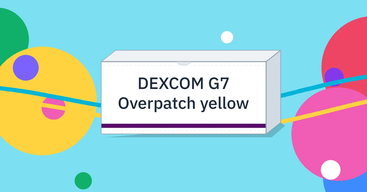 Symbolbild: Packung mit der Aufschrift DEXCOM G7 Overpatch yellow (PZN 19866274) – Verfügbarkeit und Bezug in Apotheken in Frankfurt am Main