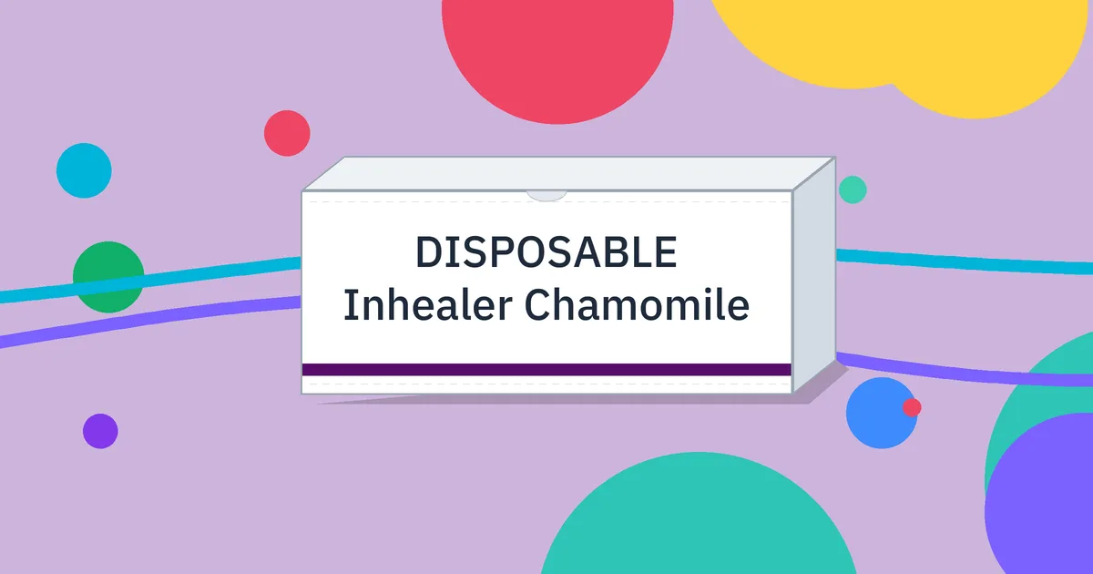 Symbolbild: Packung mit der Aufschrift DISPOSABLE Inhealer Chamomile (PZN 18907373) – Verfügbarkeit und Bezug in Apotheken in Frankfurt am Main