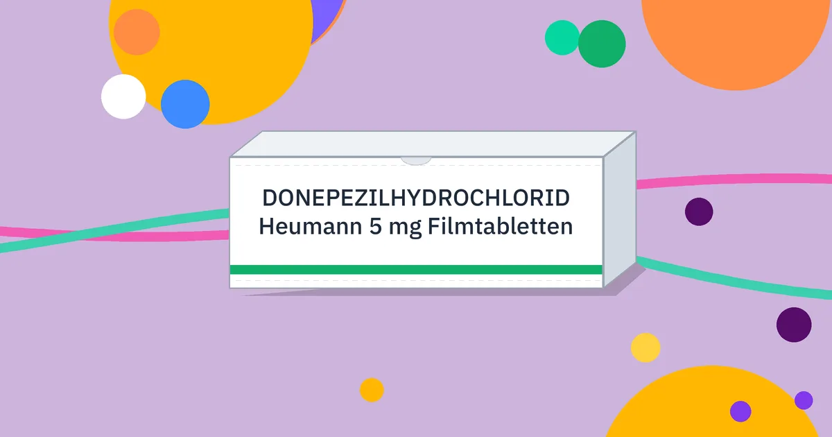 Symbolbild: Packung mit der Aufschrift DONEPEZILHYDROCHLORID Heumann 5 mg Filmtabletten (PZN 08850152) – Verfügbarkeit und Bezug in Apotheken in Frankfurt am Main
