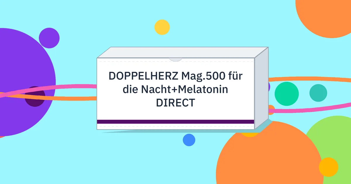 Symbolbild: Packung mit der Aufschrift DOPPELHERZ Mag.500 für die Nacht+Melatonin DIRECT (PZN 19261370) – Verfügbarkeit und Bezug in Apotheken in Frankfurt am Main