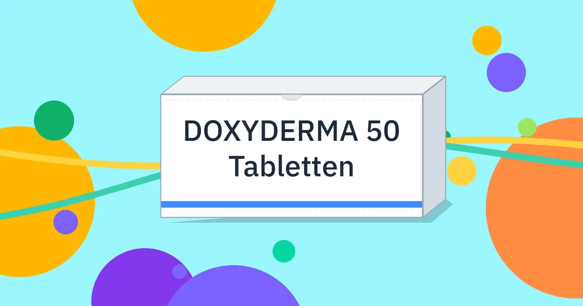 Symbolbild: Packung mit der Aufschrift DOXYDERMA 50 Tabletten (PZN 04972444) – Verfügbarkeit und Bezug in Apotheken in Frankfurt am Main