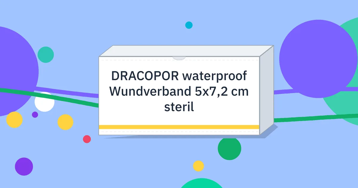 Symbolbild: Packung mit der Aufschrift DRACOPOR waterproof Wundverband 5x7,2 cm steril (PZN 00114092) – Verfügbarkeit und Bezug in Apotheken in Frankfurt am Main